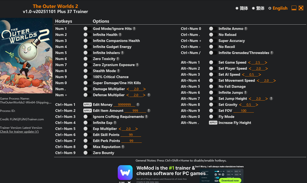 The Outer Worlds 2 Trainer +37 v2025.11.01 FLiNG - GAME TRAINER download pc cheat codes