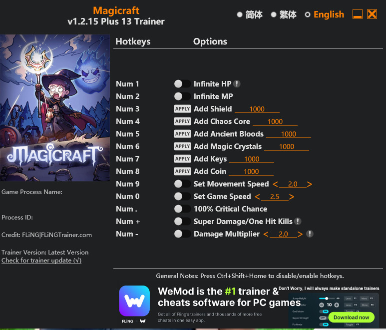 Magicraft Trainer +13 v1.2.15 FLiNG - GAME TRAINER download pc cheat codes